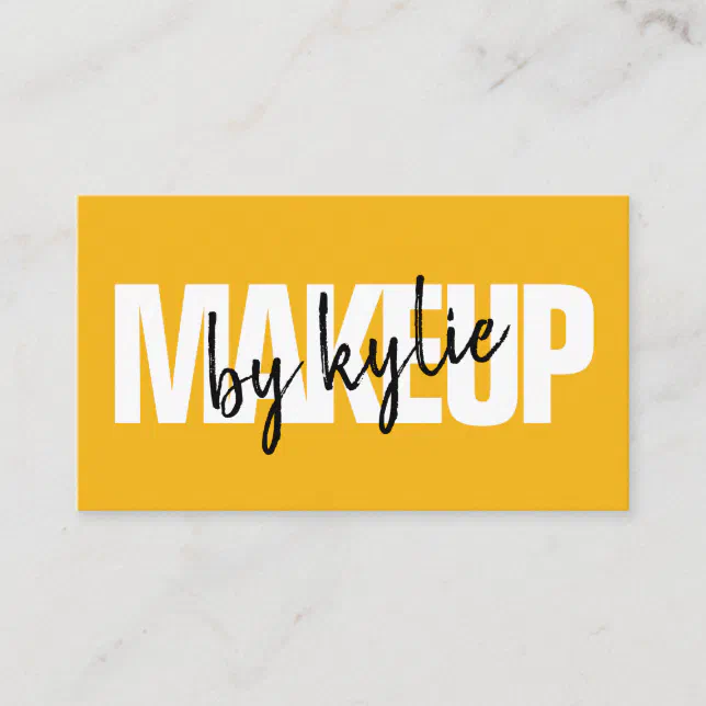 Makeup artist bold signature script bold yellow business card | Zazzle