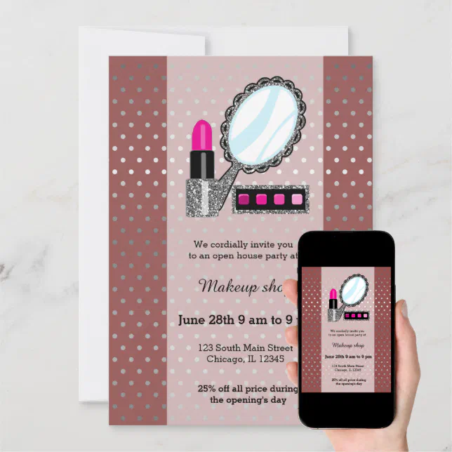 Makeup artist - choose background color invitation | Zazzle