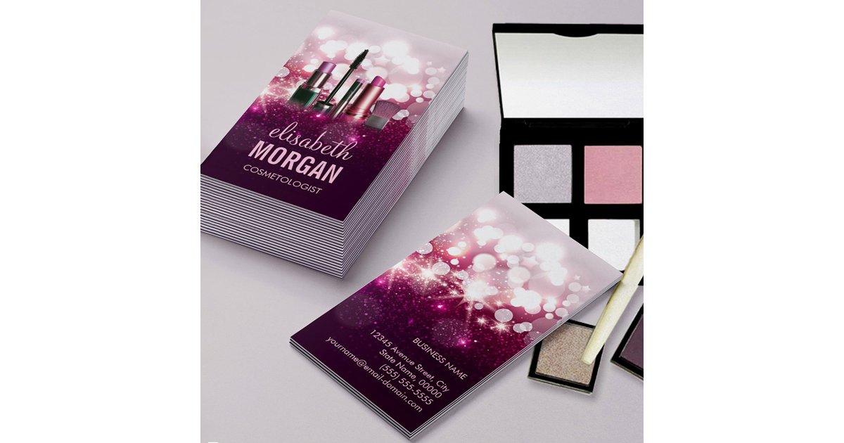 Makeup Artist Cosmetician - Pink Beauty Glitter Business Card | Zazzle