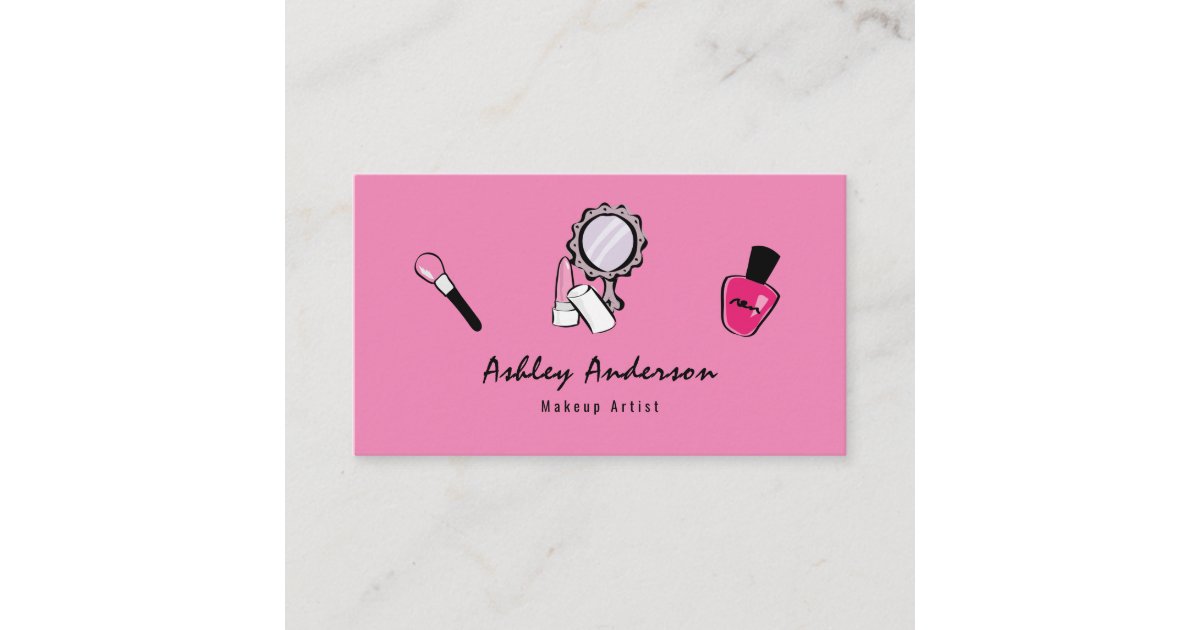 Makeup Artist Cosmetics Bright Pink Business Card | Zazzle