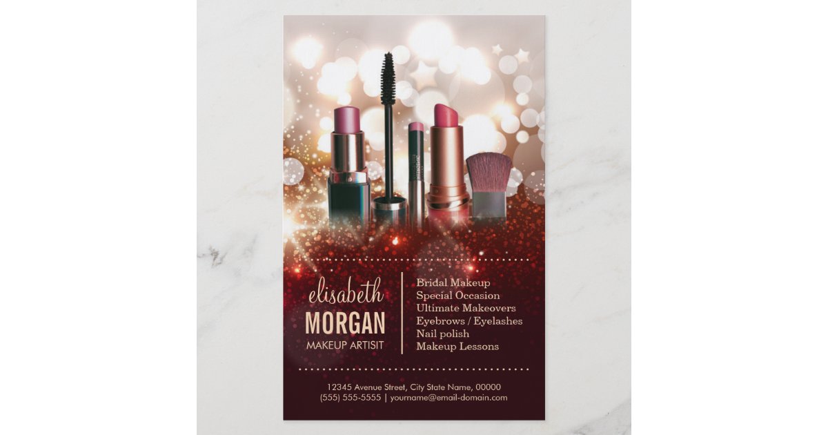 Makeup Artist Cosmetologist Shiny Glitter Sparkle Flyer | Zazzle