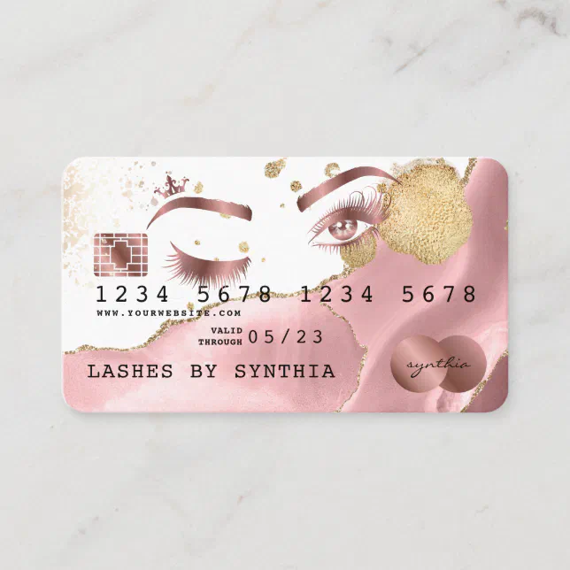 Makeup artist Credit Card Styled Blush Pink Agate | Zazzle