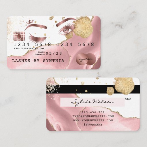 Makeup artist Credit Card Styled Blush Pink Agate | Zazzle