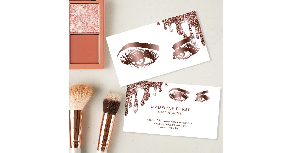 Makeup Artist Eyebrow Eyes Lashes Rose Gold Business Card | Zazzle