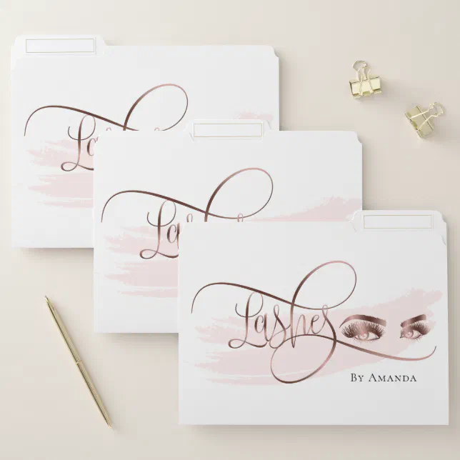 Makeup Artist Eyebrow Eyes Lashes Rose Gold File Folder | Zazzle