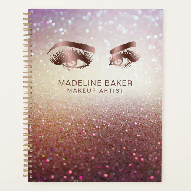 Makeup Artist Eyebrow Eyes Lashes Rose Gold Planner | Zazzle