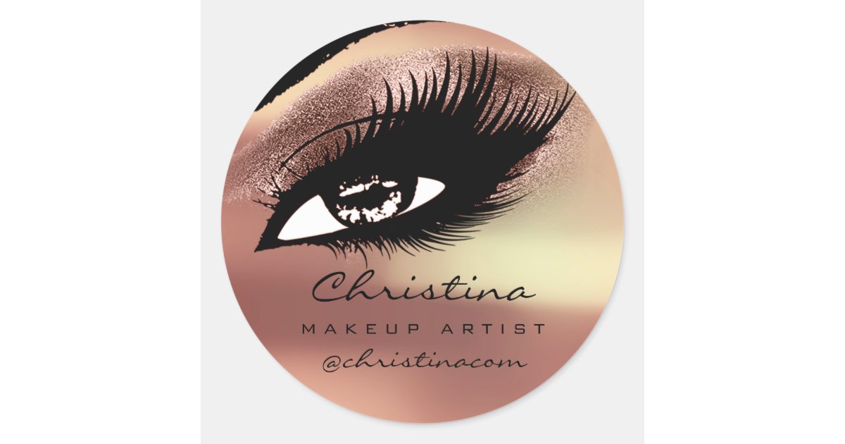 Makeup Artist Eyelash Extension Rose Copper Classic Round Sticker | Zazzle