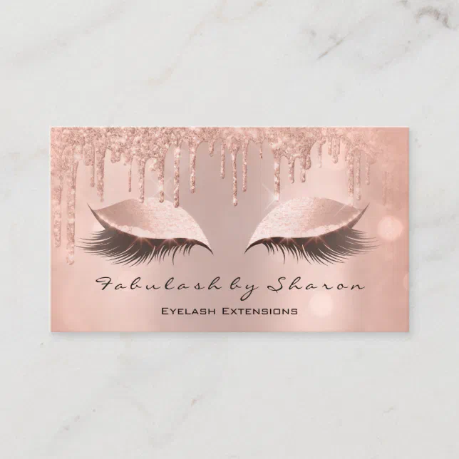 Makeup Artist Eyelash Lashes Glitter Drips Glam Business Card | Zazzle