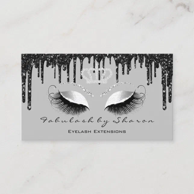 Makeup Artist Eyelashes Extension Black Drips Gold Business Card | Zazzle