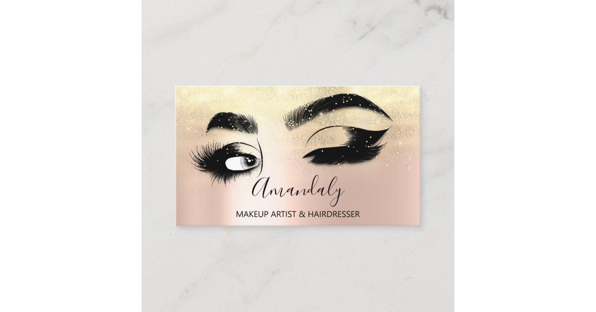 Makeup Artist Eyelashes Rose Gold Microblade Brow Business Card | Zazzle