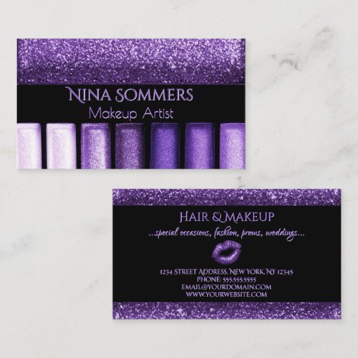 Makeup Artist Glam Violet Eyeshadow Business Card | Zazzle