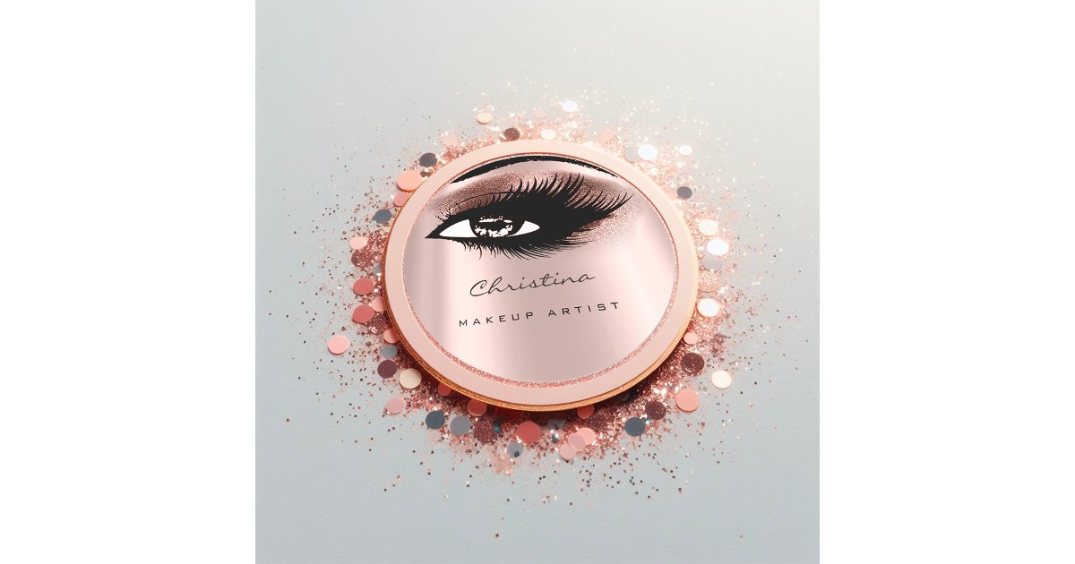 Makeup Artist Glitter Eyelashes Brown Beauty Classic Round Sticker | Zazzle