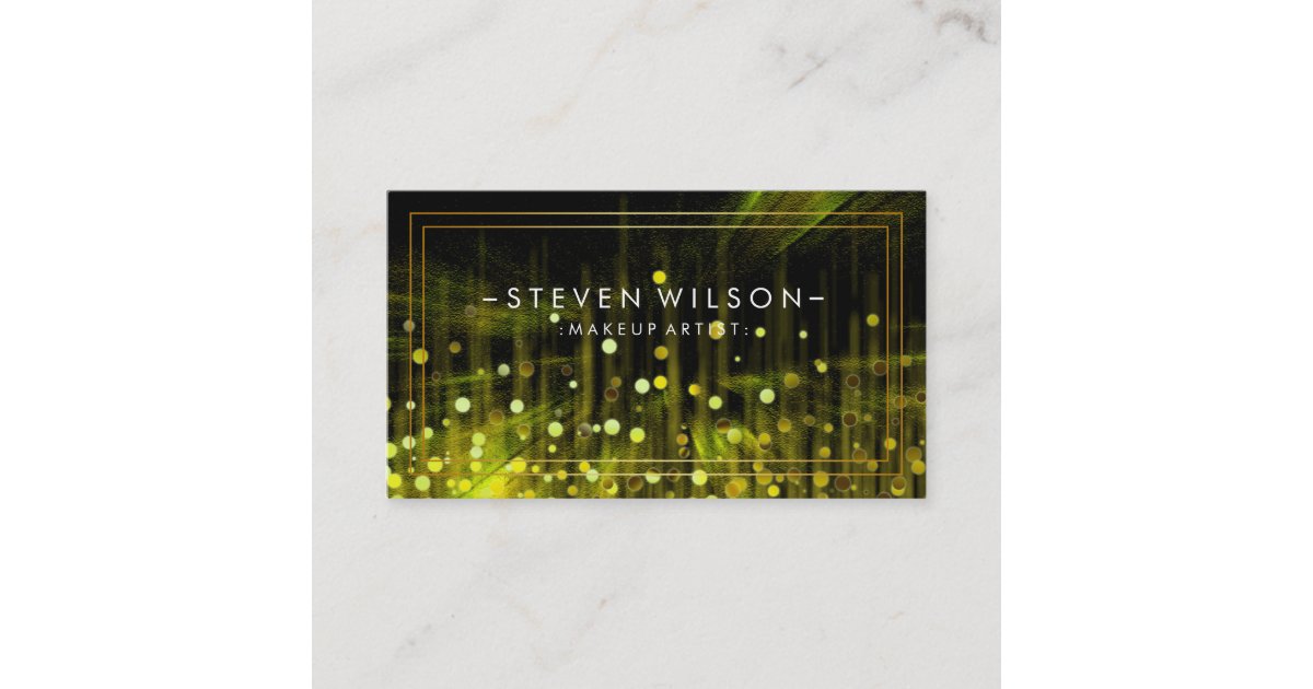 Makeup Artist Glow Glitter Sparkle Modern Radium Business Card | Zazzle