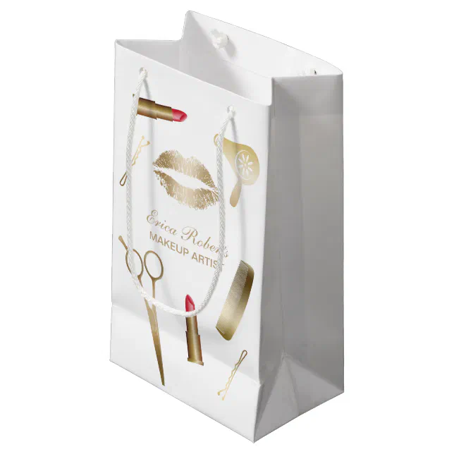 Makeup Artist Gold Beauty Salon Cosmetics Small Gift Bag | Zazzle
