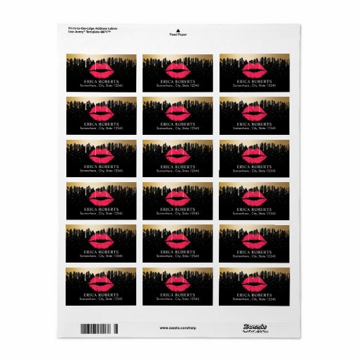 Makeup Artist Gold Drip Red Gold Lips Beauty Salon Label | Zazzle