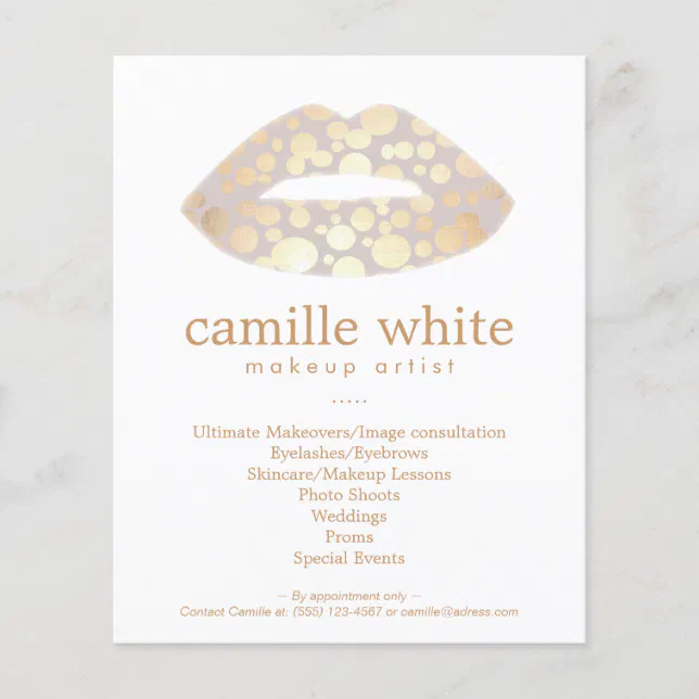 Makeup Artist Gold Lips Beauty Salon Flyer | Zazzle