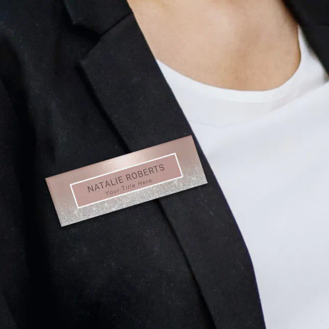 Makeup Artist Hair Salon Modern Blush Rose Gold Name Tag | Zazzle
