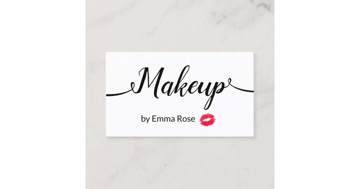 Makeup Artist Handwritten Calligraphy Script Kiss Business Card | Zazzle