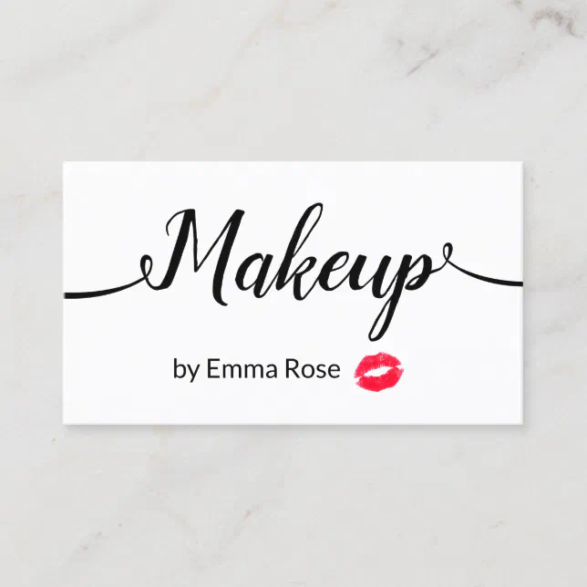 Makeup Artist Handwritten Calligraphy Script Kiss Business Card | Zazzle