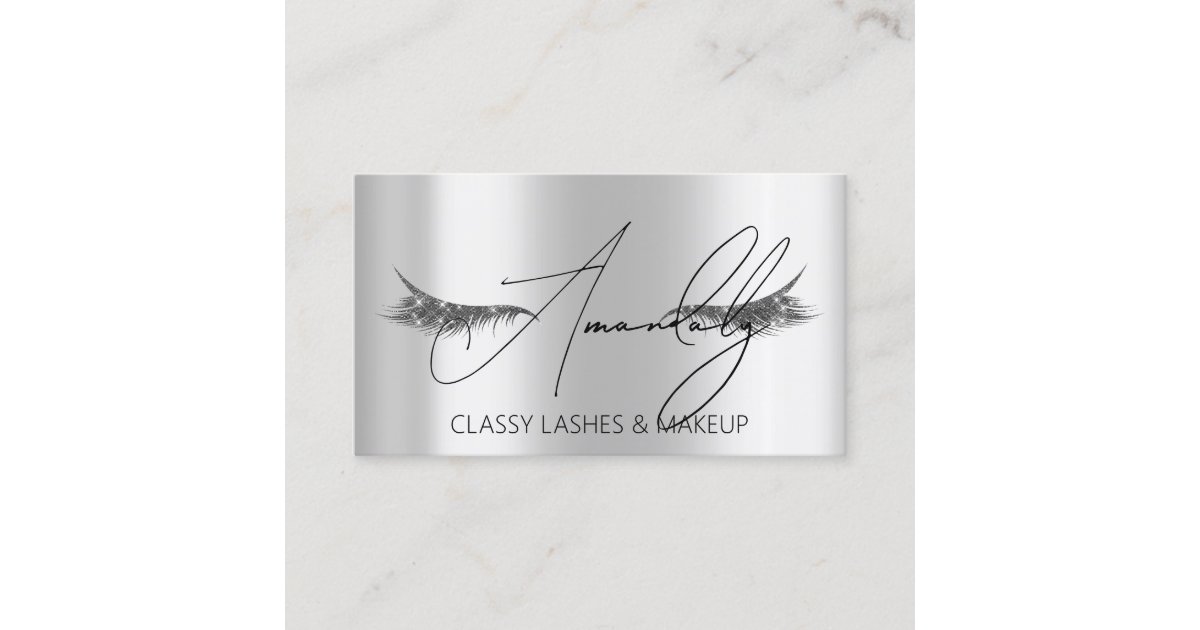 Makeup Artist Lash QR LOGO Microblade Silver Spark Business Card | Zazzle