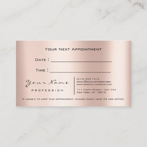 Makeup Artist Lashes Pink Rose Appointment Card | Zazzle