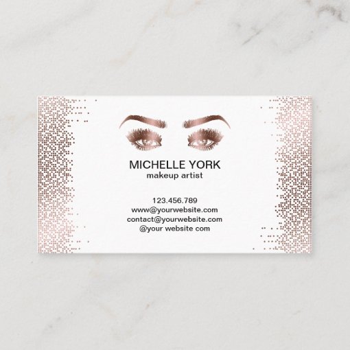 Makeup Artist Long Lashes Rose Gold Eyes Brows Business Card | Zazzle