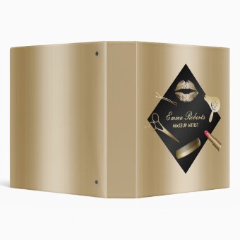 Makeup Artist Modern Black & Gold Beauty Salon Binder | Zazzle
