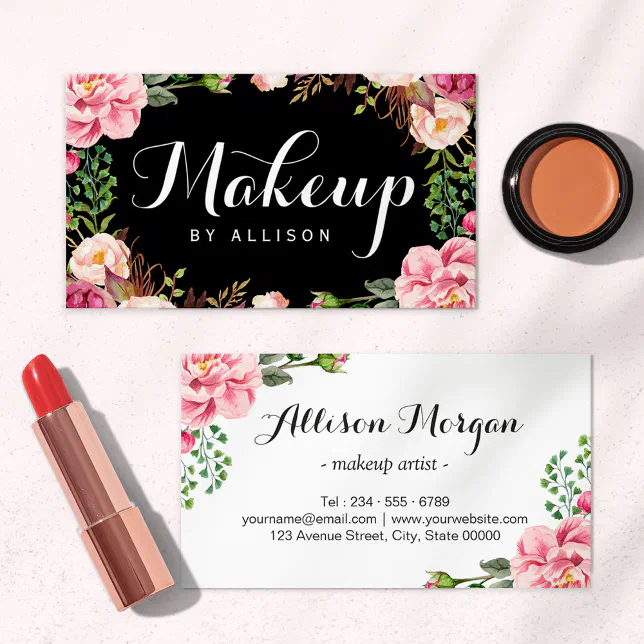 Makeup Artist Modern Script Girly Floral Wrapping Business Card | Zazzle