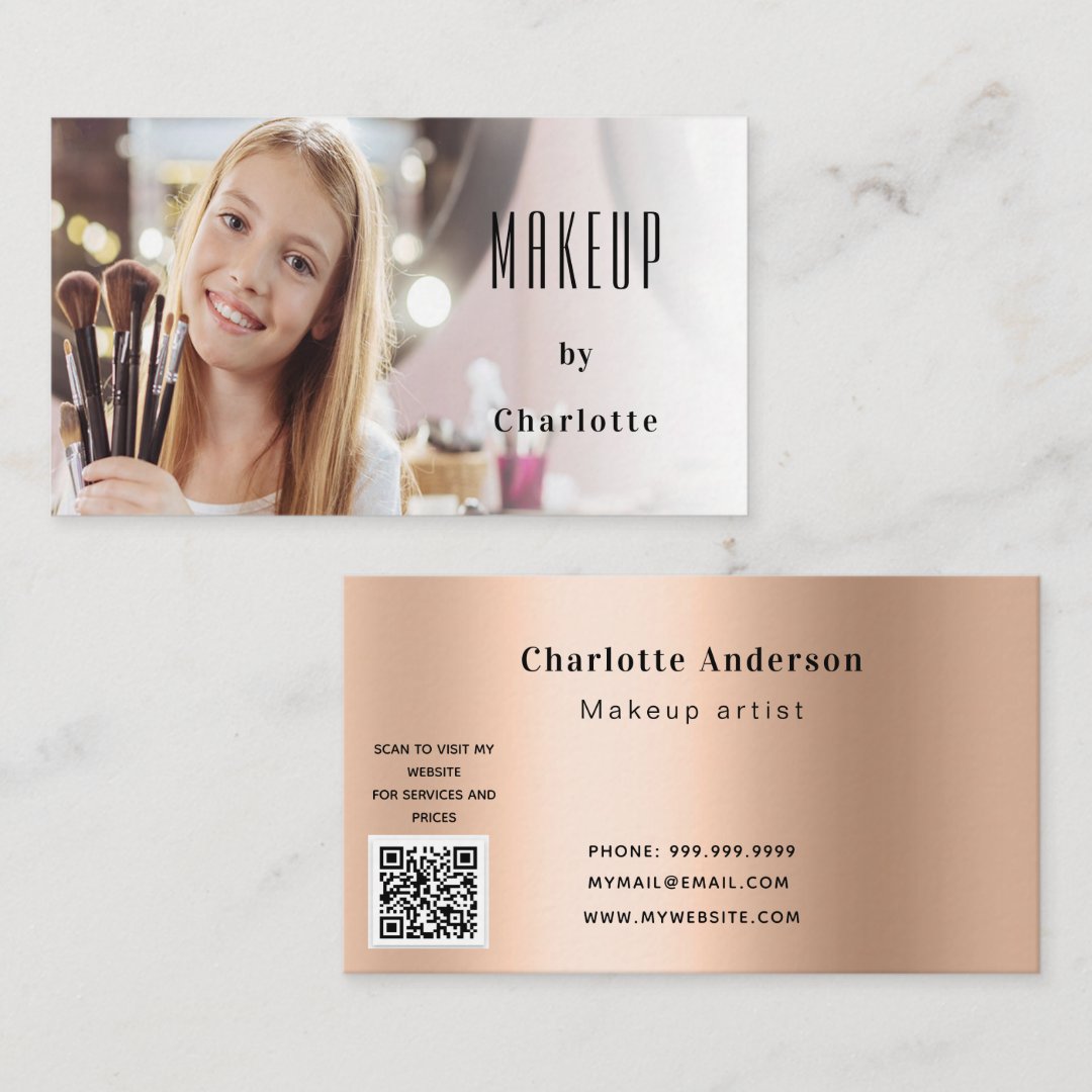 Makeup artist photo beauty QR code Business Card | Zazzle
