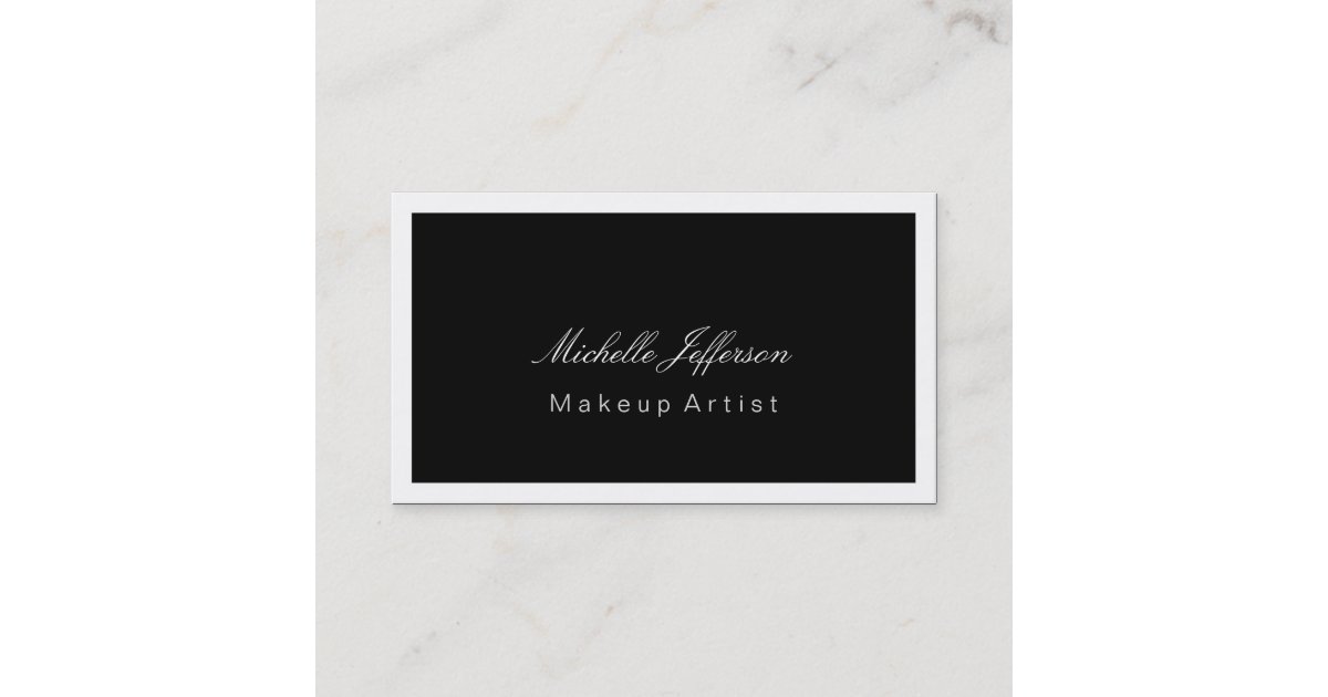 Makeup Artist Script Black White Business Card | Zazzle