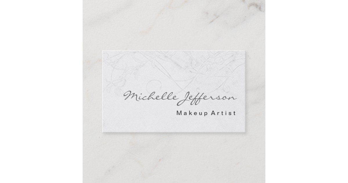 Makeup Artist Script Grey Pattern Business Card | Zazzle