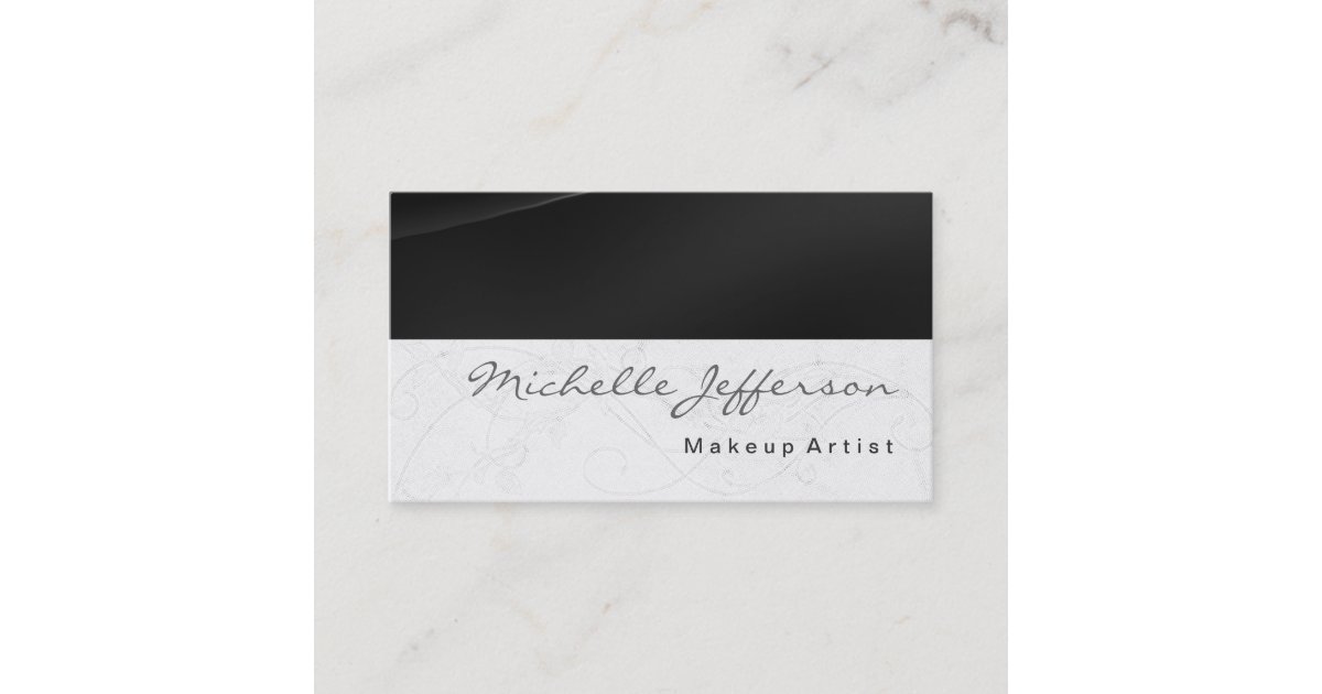 Makeup Artist Script Grey Pattern Business Card | Zazzle