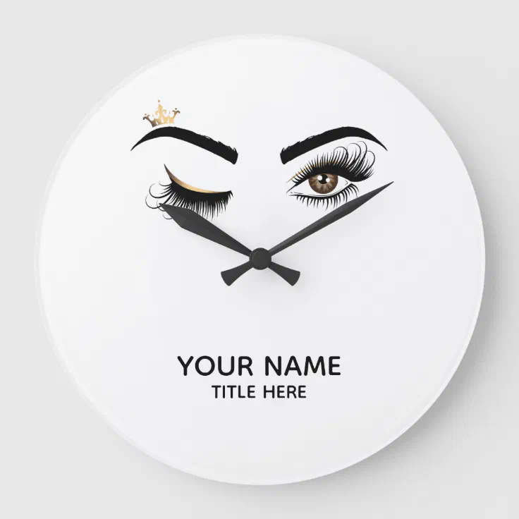 Makeup artist Wink Eye Beauty Salon Lash Extension Large Clock | Zazzle