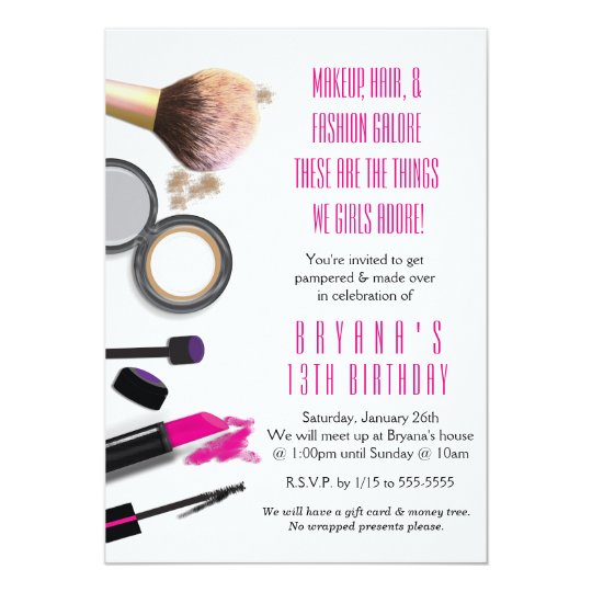 Makeup Beauty Glamour Birthday Party Invitation | Zazzle.com