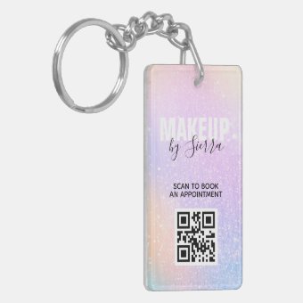 Makeup Beauty QR Code Scan to Book Appointment Keychain | Zazzle