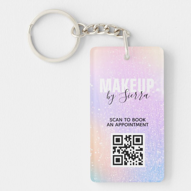 Makeup Beauty QR Code Scan to Book Appointment Keychain | Zazzle