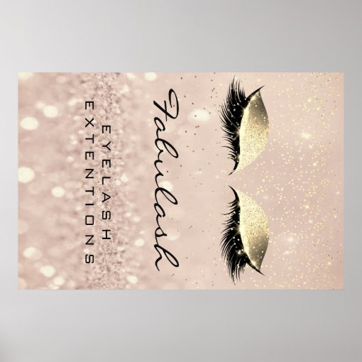 Makeup Beauty Salon Name Rose Gold Glam Eyebrow Poster | Zazzle