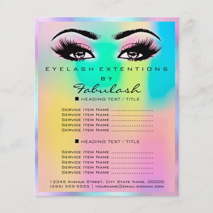 Makeup Beauty Salon Rose Glitter Holograph Lashes Flyer | Zazzle.com