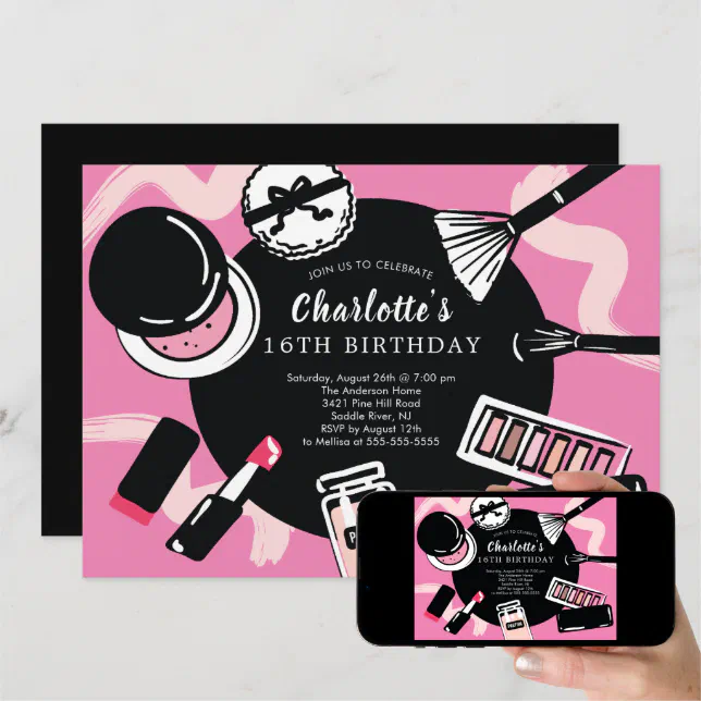 Makeup Birthday Party Invitation | Zazzle