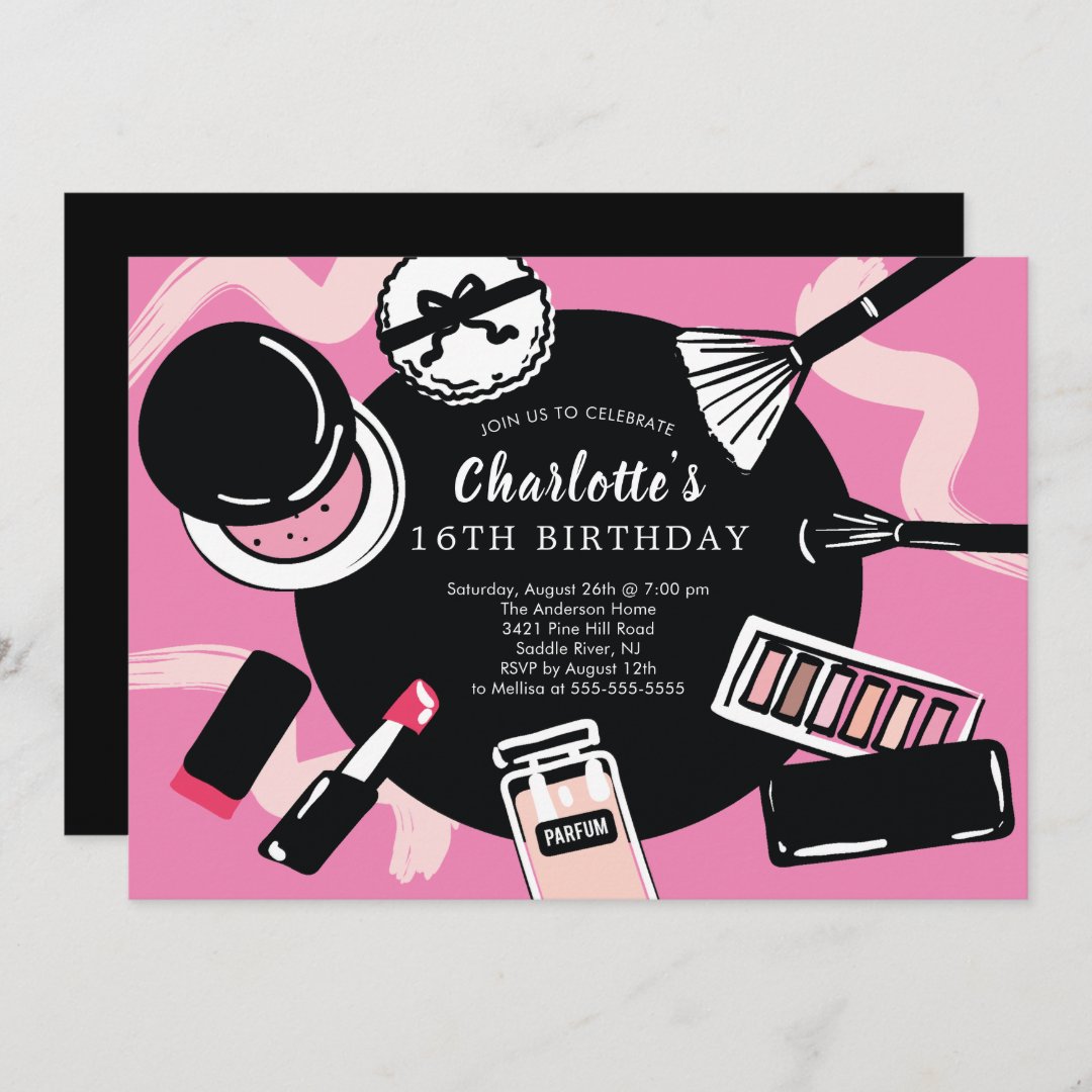 Makeup Birthday Party Invitation | Zazzle