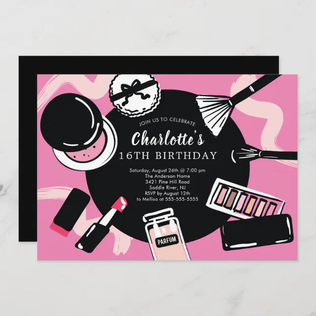 Makeup Birthday Party Invitation | Zazzle