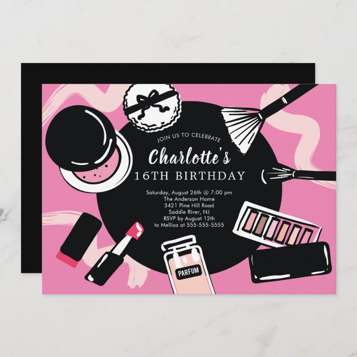 Makeup Birthday Party Invitation | Zazzle
