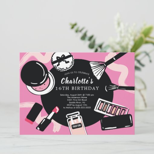 Makeup Birthday Party Invitation | Zazzle