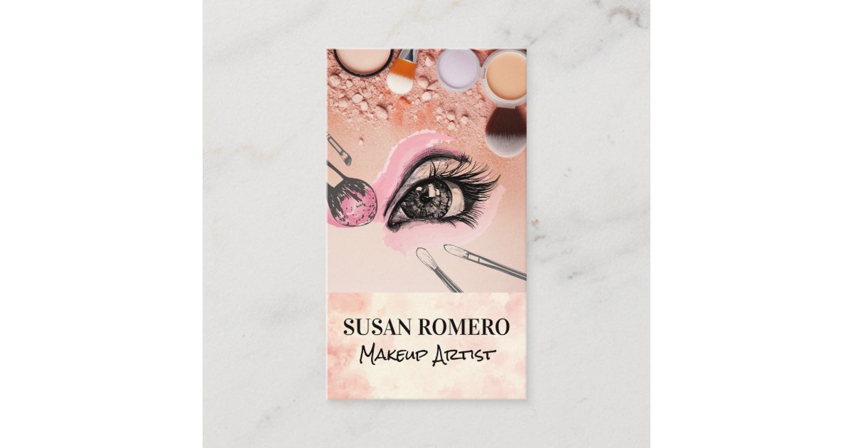 Makeup Brushes and Foundation | Eye Lashes Appointment Card | Zazzle