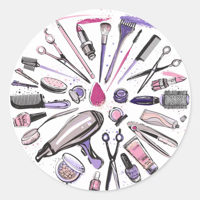 Makeup Circle Design Classic Round Sticker | Zazzle