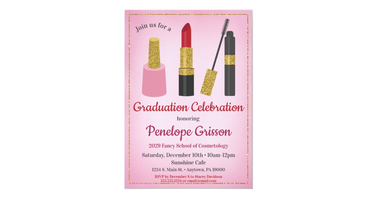 Makeup Cosmetics Graduation Invitation Beauty | Zazzle.com