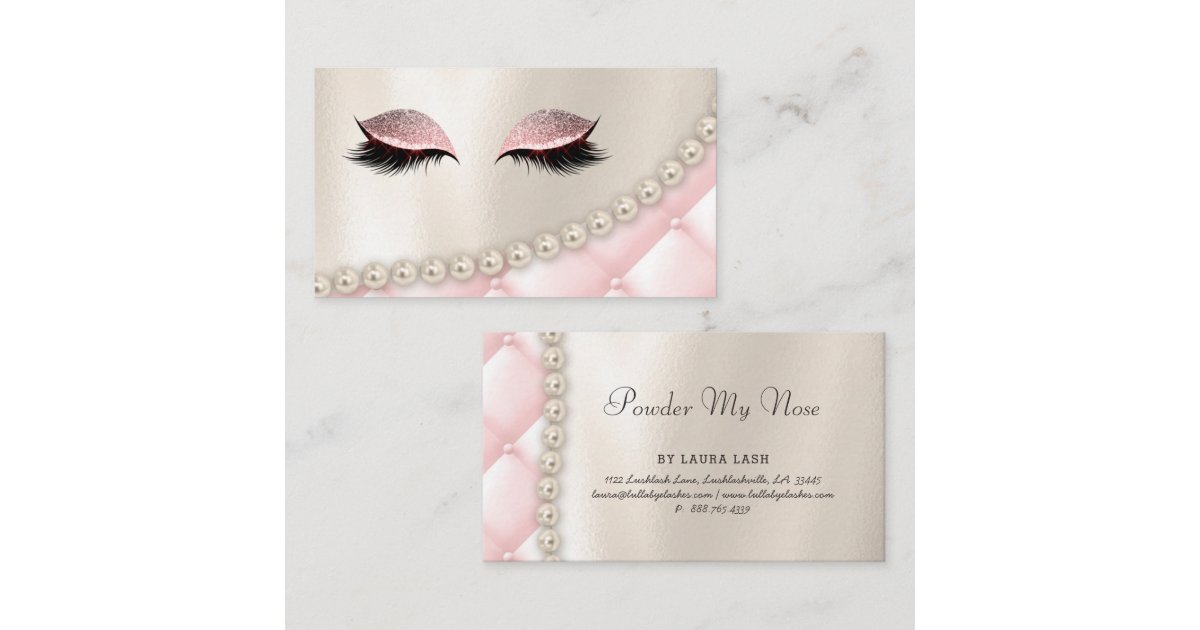 Makeup Eye Lash Lashes Pearls Pink Business Card | Zazzle