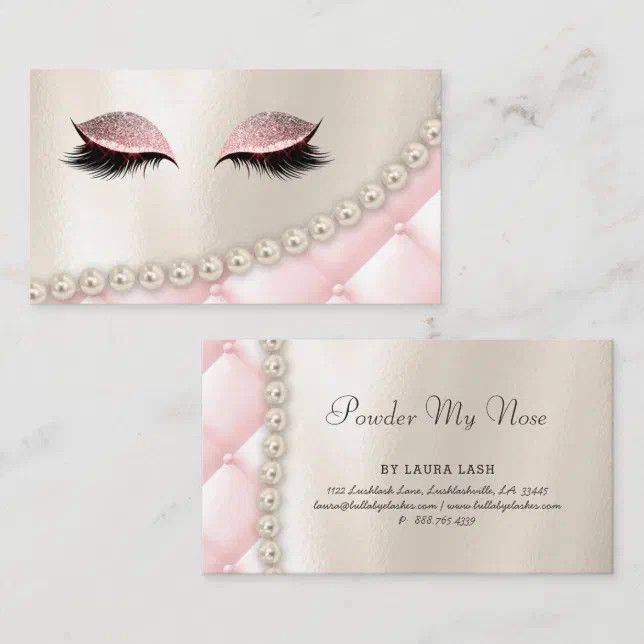 Makeup Eye Lash Lashes Pearls Pink Business Card | Zazzle