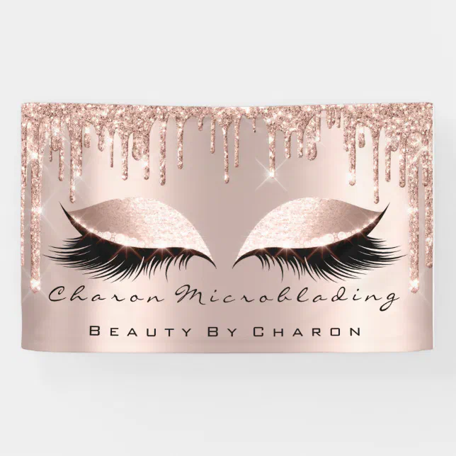 Makeup Eyebrows Lashes Browns Rose Spark Rose Banner | Zazzle