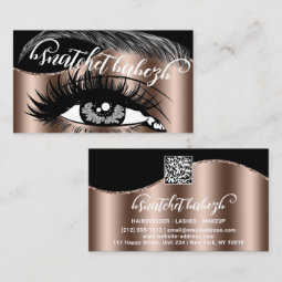 Makeup Eyelash Brows Microblading QR Code Black Business Card | Zazzle